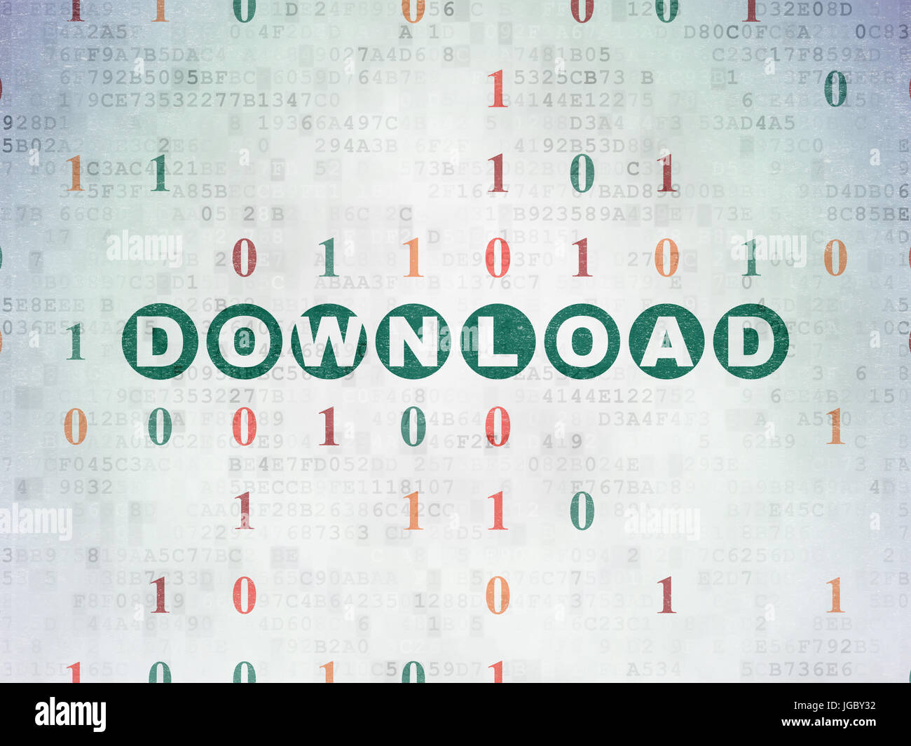 Web design concept: Download on Digital Data Paper background Stock ...