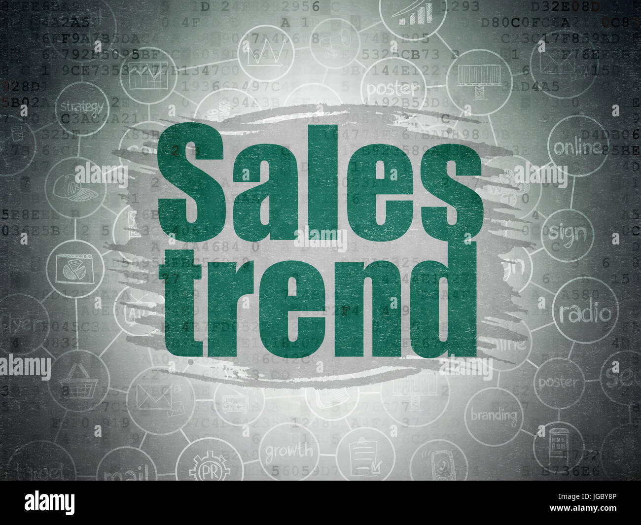 Advertising concept: Sales Trend on Digital Data Paper background Stock ...