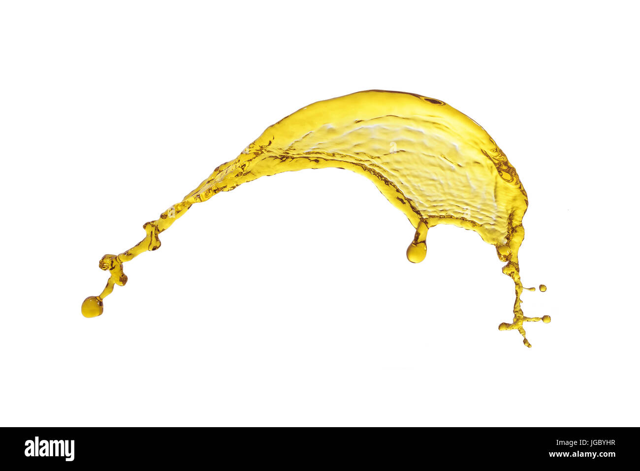beautiful yellow liquid splash isolated over white background Stock ...