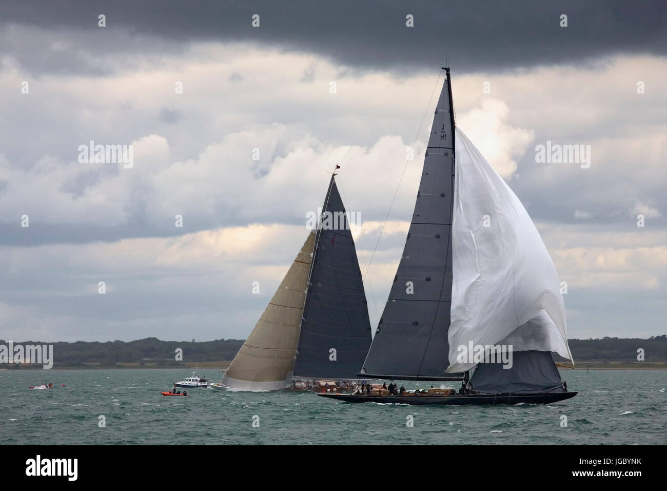 At the windward mark in Race 2 of the J Class Solent Regatta, July 2012 ...