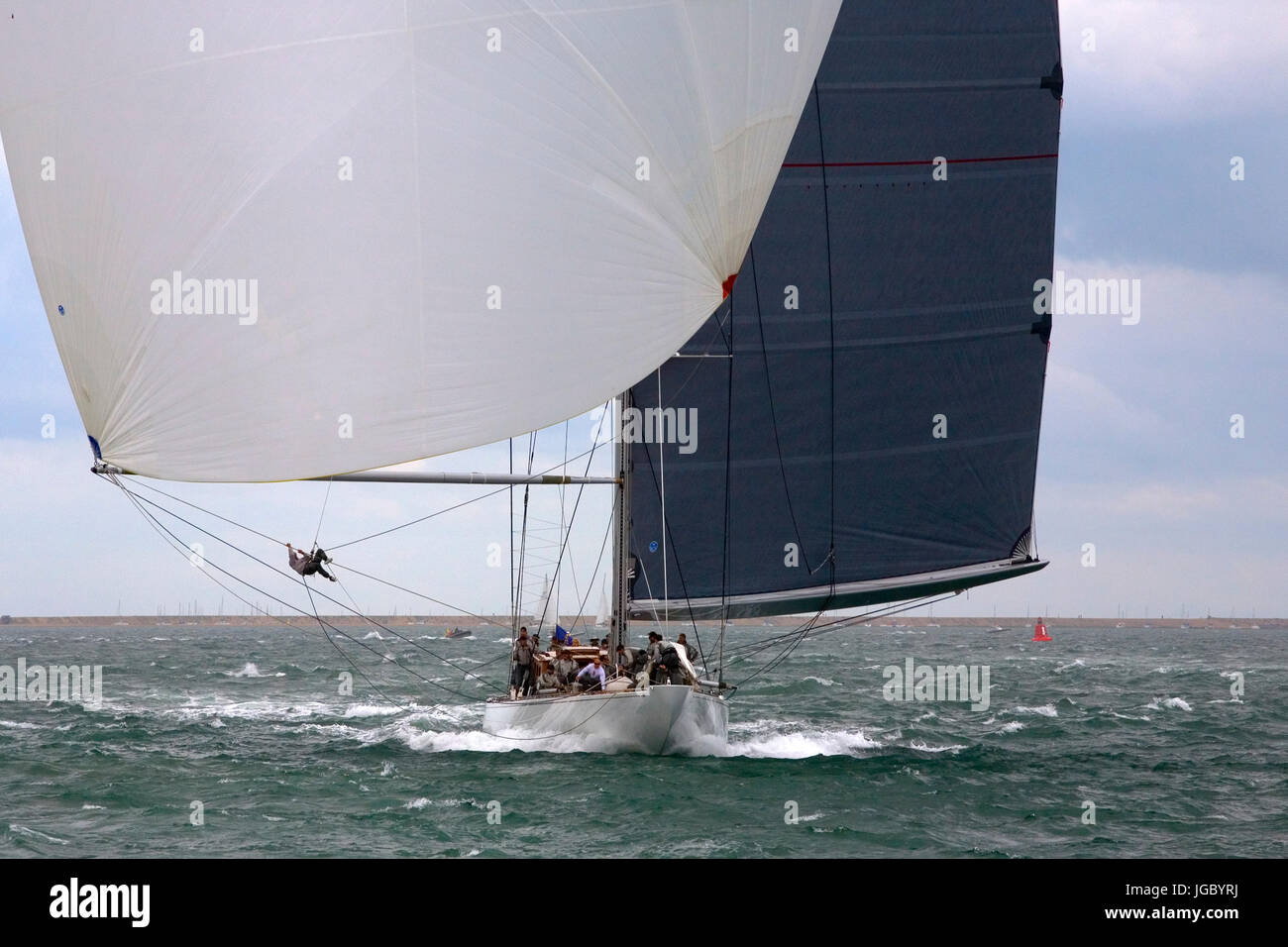 J-Class yacht "Ranger" (J5) in the J Class Solent Regatta 2012: a crew ...