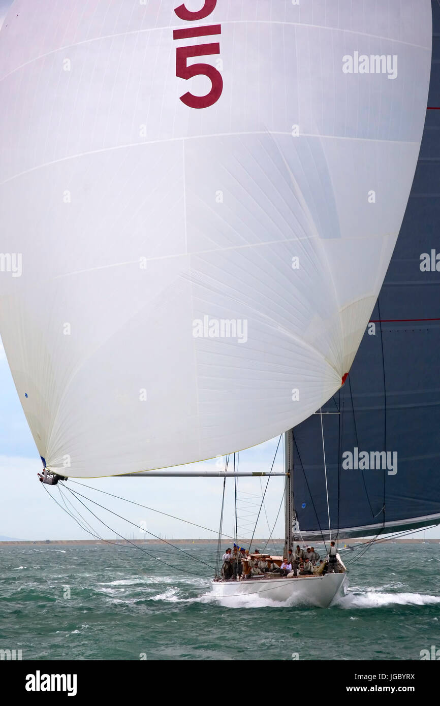 J-Class yacht "Ranger" (J5) in Race 2 of the J Class Solent Regatta ...