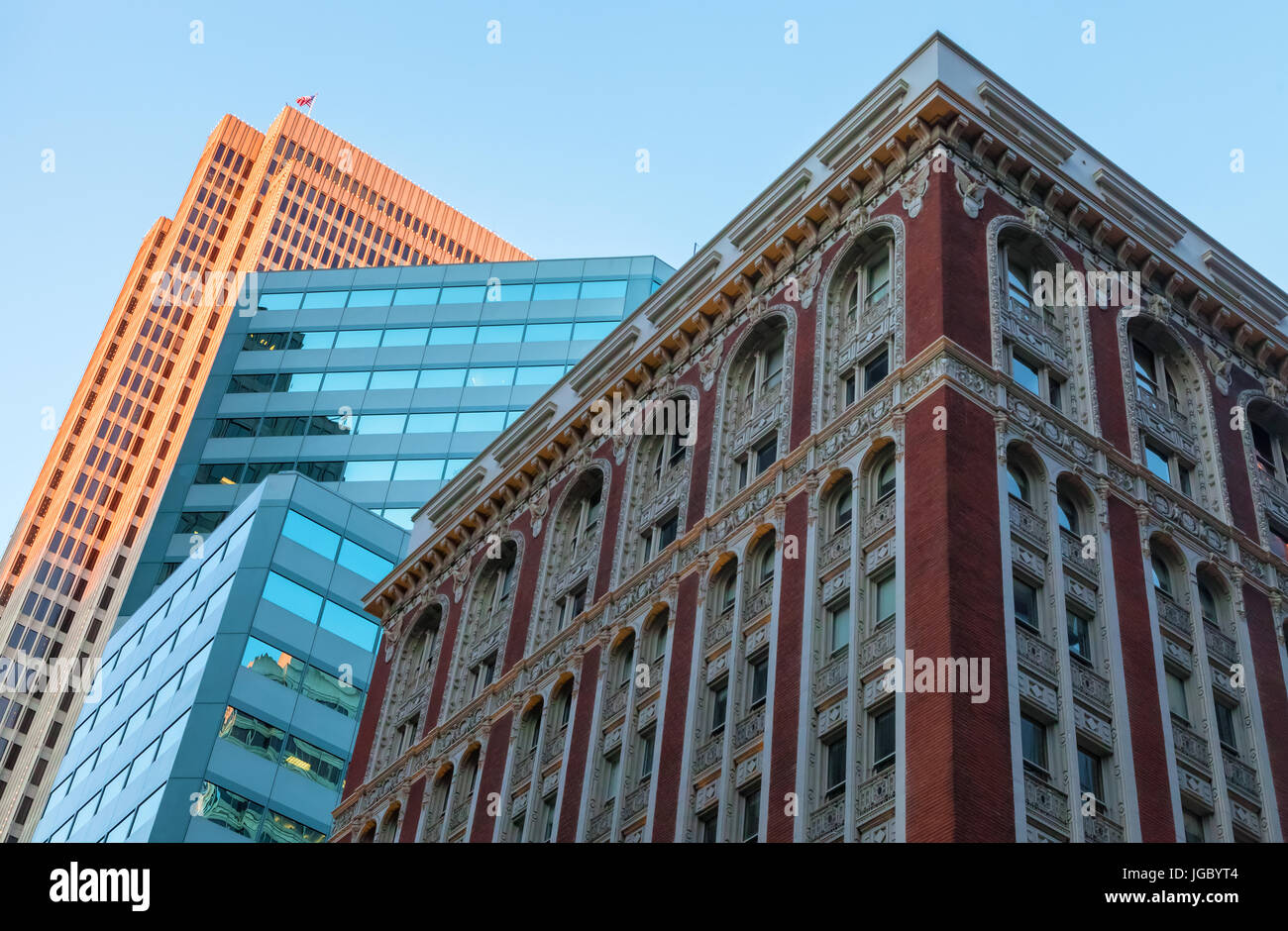A close up take of the architectures of the San Francisco high rises ...