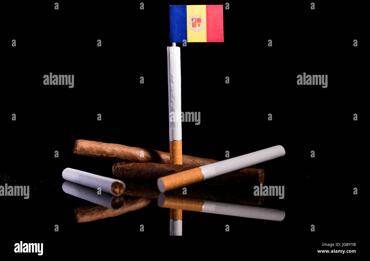 Andorra flag with cigarettes and cigars. Tobacco Industry concept Stock ...