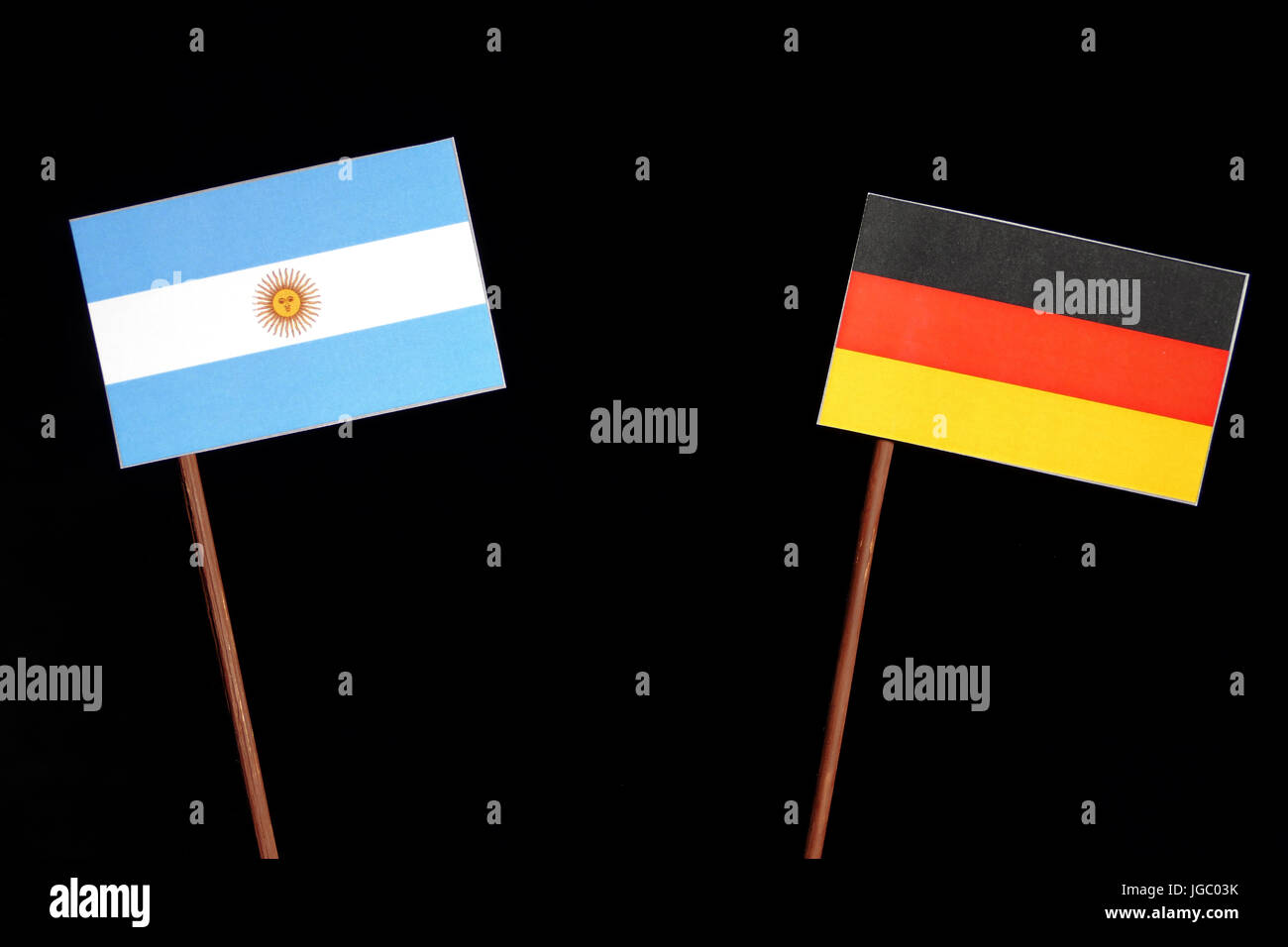 Argentinian flag with German flag isolated on black background Stock ...
