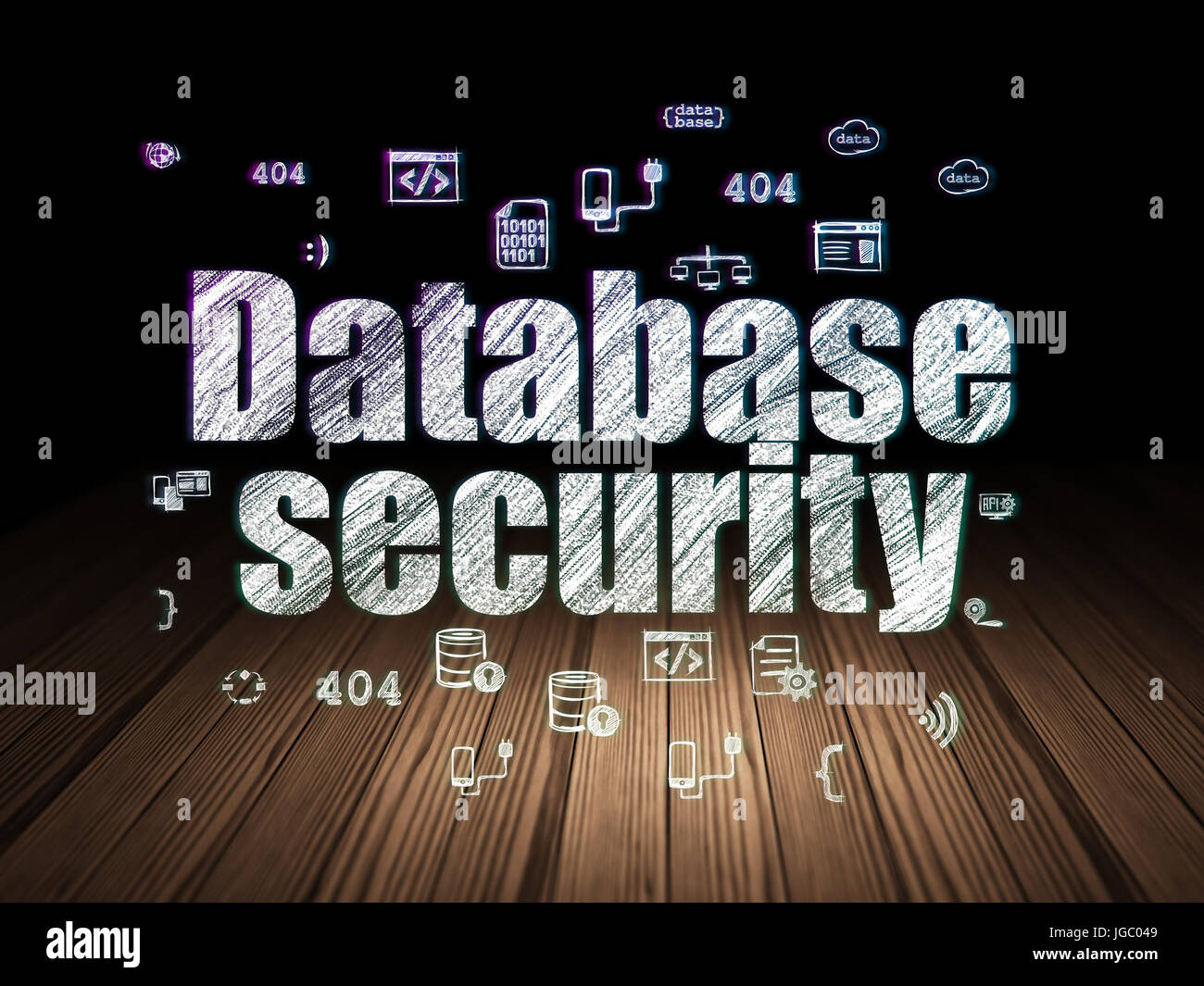 Software concept: Database Security in grunge dark room Stock Photo - Alamy