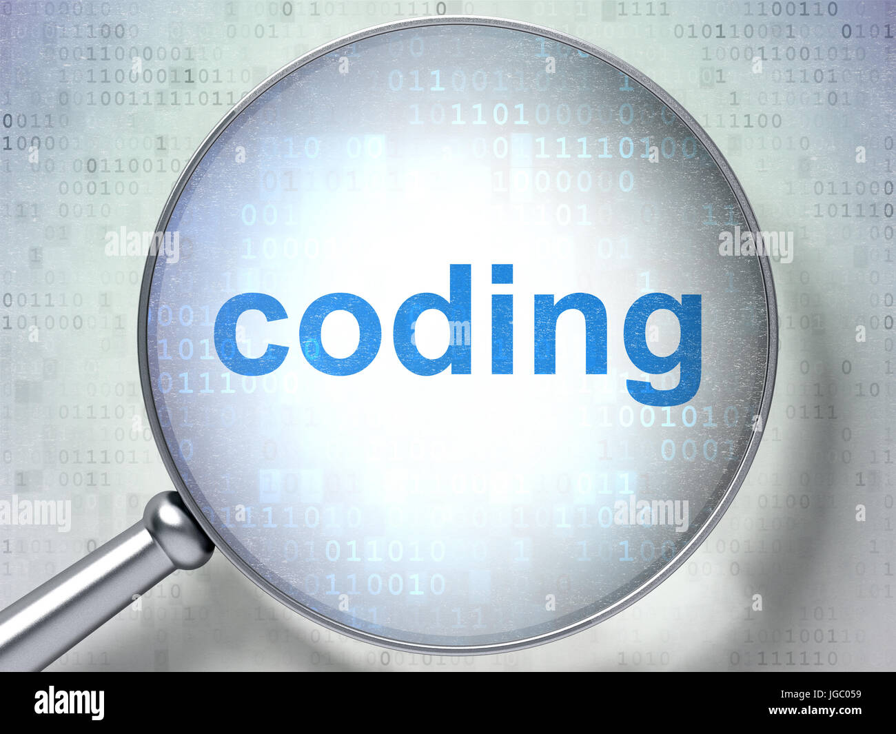 Database concept: Coding with optical glass Stock Photo - Alamy
