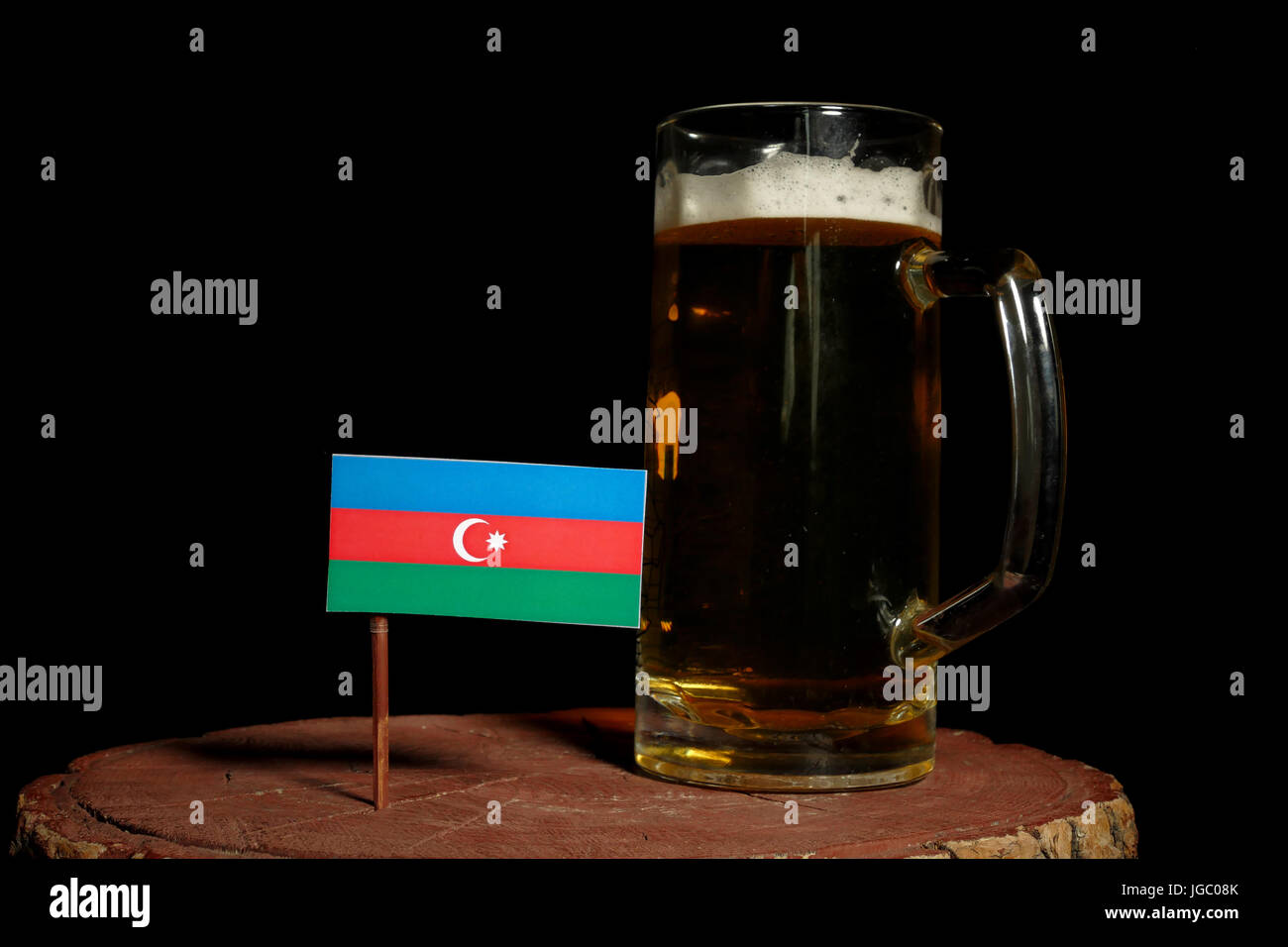 Azerbaijan flag with beer mug isolated on black background Stock Photo ...
