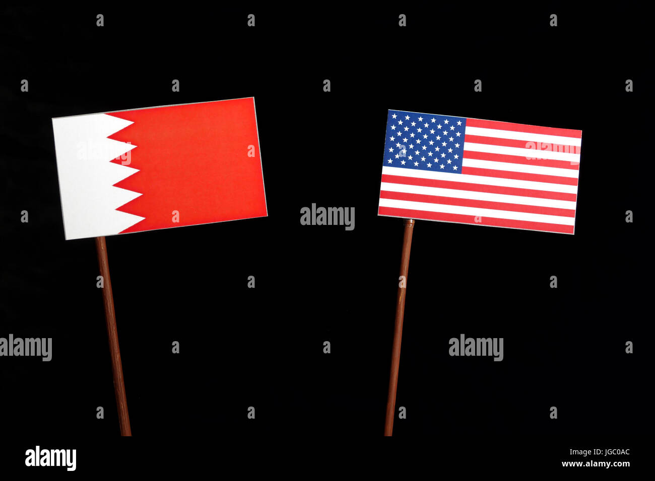 Bahrain flag with USA flag isolated on black background Stock Photo - Alamy
