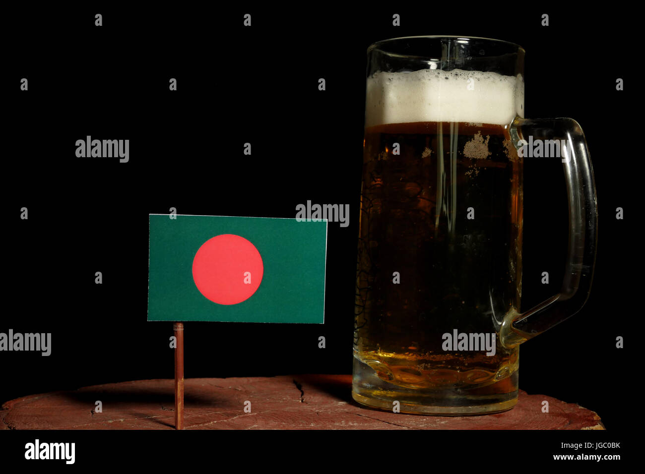 Bangladesh flag with beer mug isolated on black background Stock Photo ...