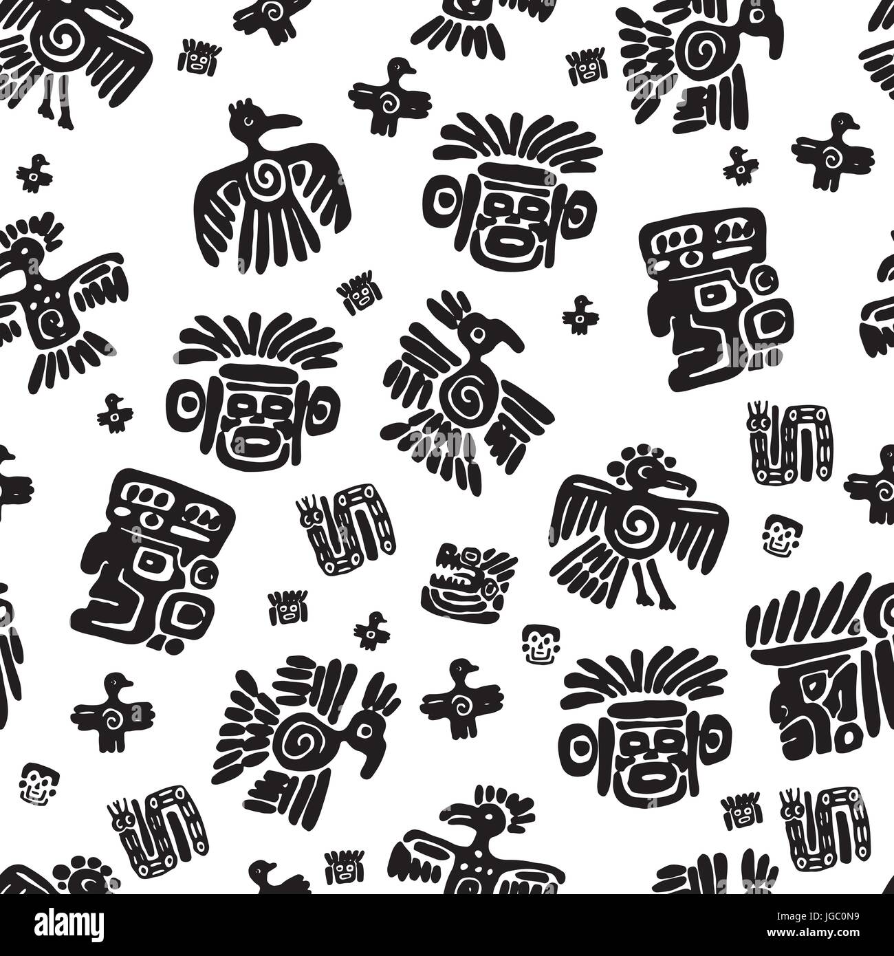 Seamless maya pattern. Black and white ethnic elements Stock Vector ...