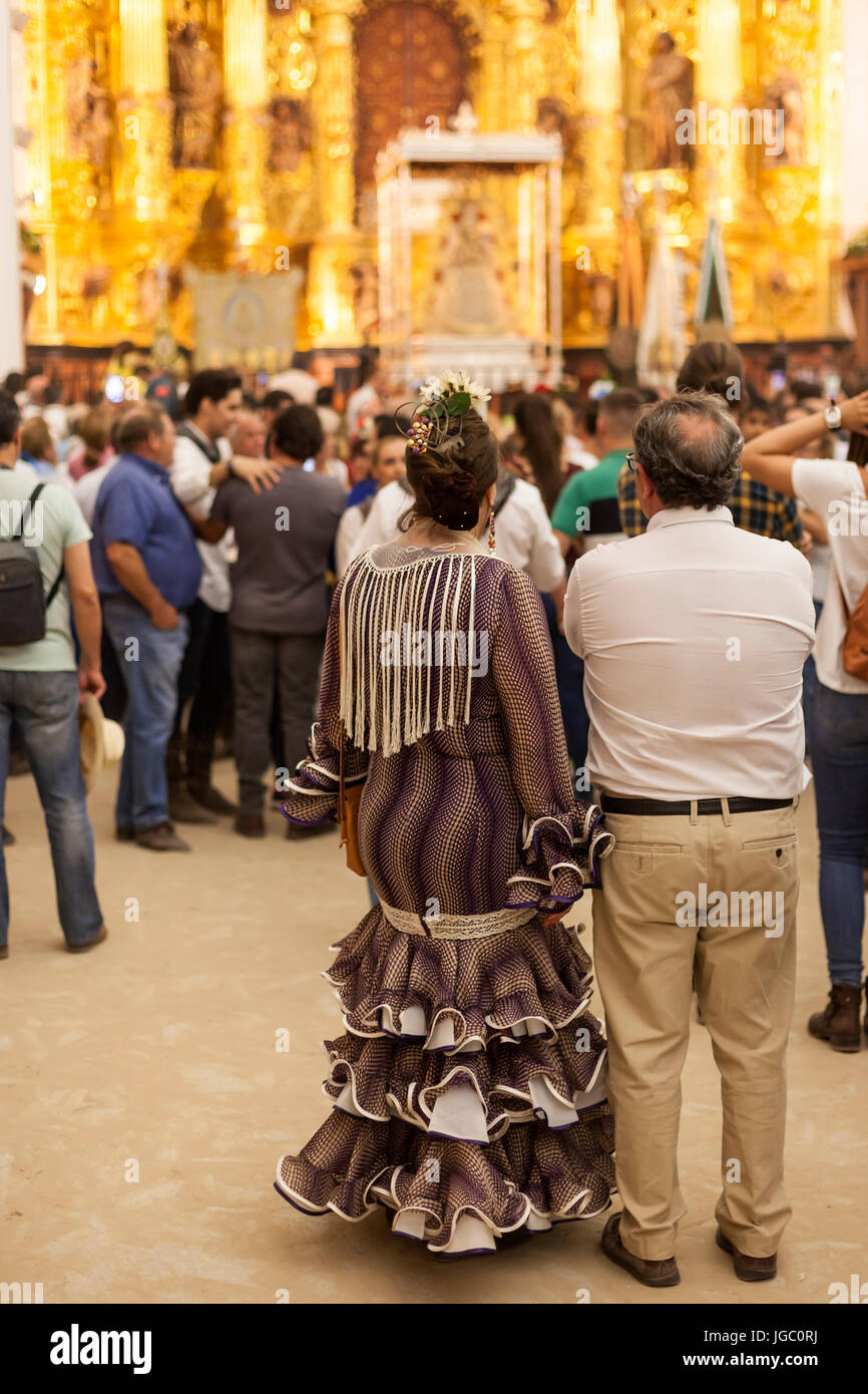 El Rocio, Spain - June 4, 2017: Pilgrims in traditional spanish dress ...
