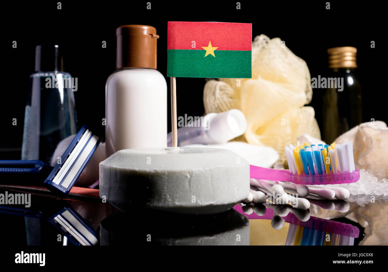 Burkina Faso flag in the soap with all the products for the people ...