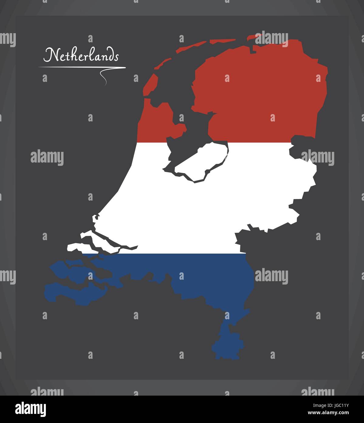 Netherlands map with Dutch national flag illustration Stock Vector ...