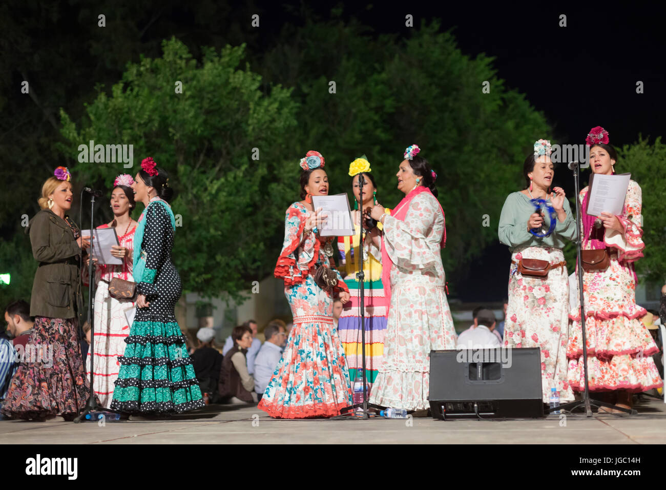 El Rocio, Spain - June 4, 2017: Procession of piilgrims in traditional ...