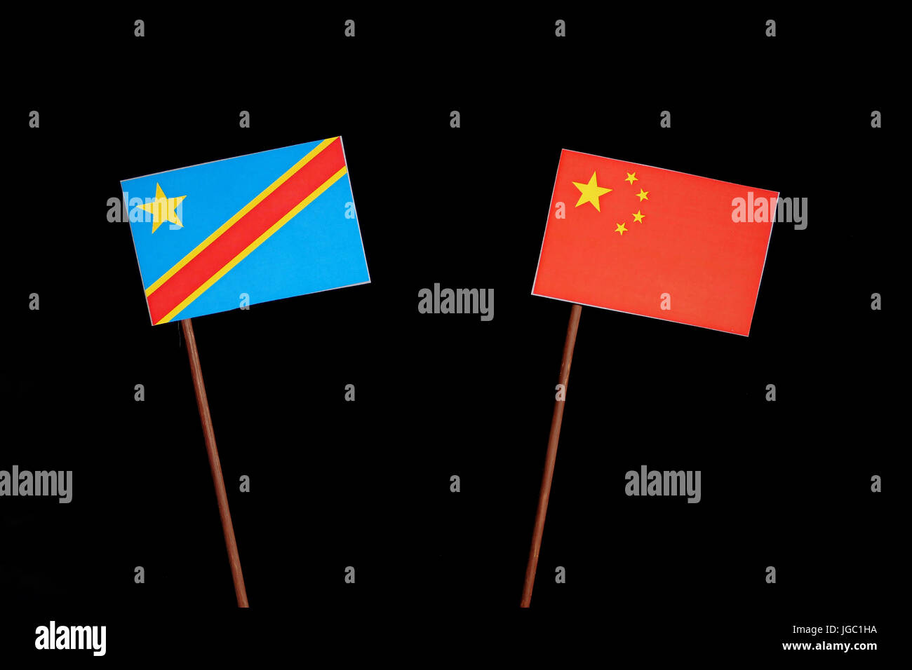 Democratic Republic of the Congo flag with Chinese flag isolated on ...
