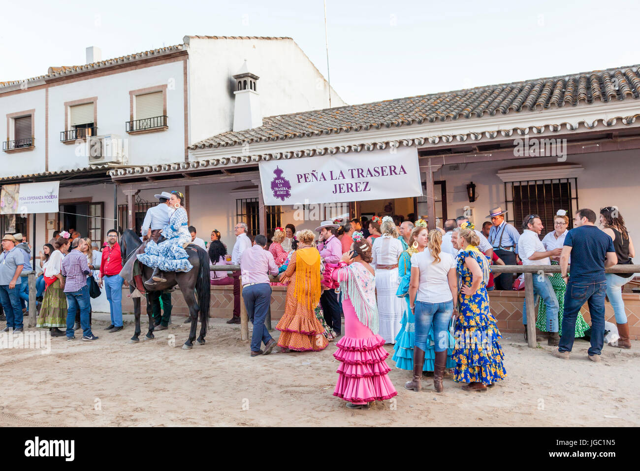 El Rocio, Spain - June 4, 2017: Group of pilgrims in traditional ...