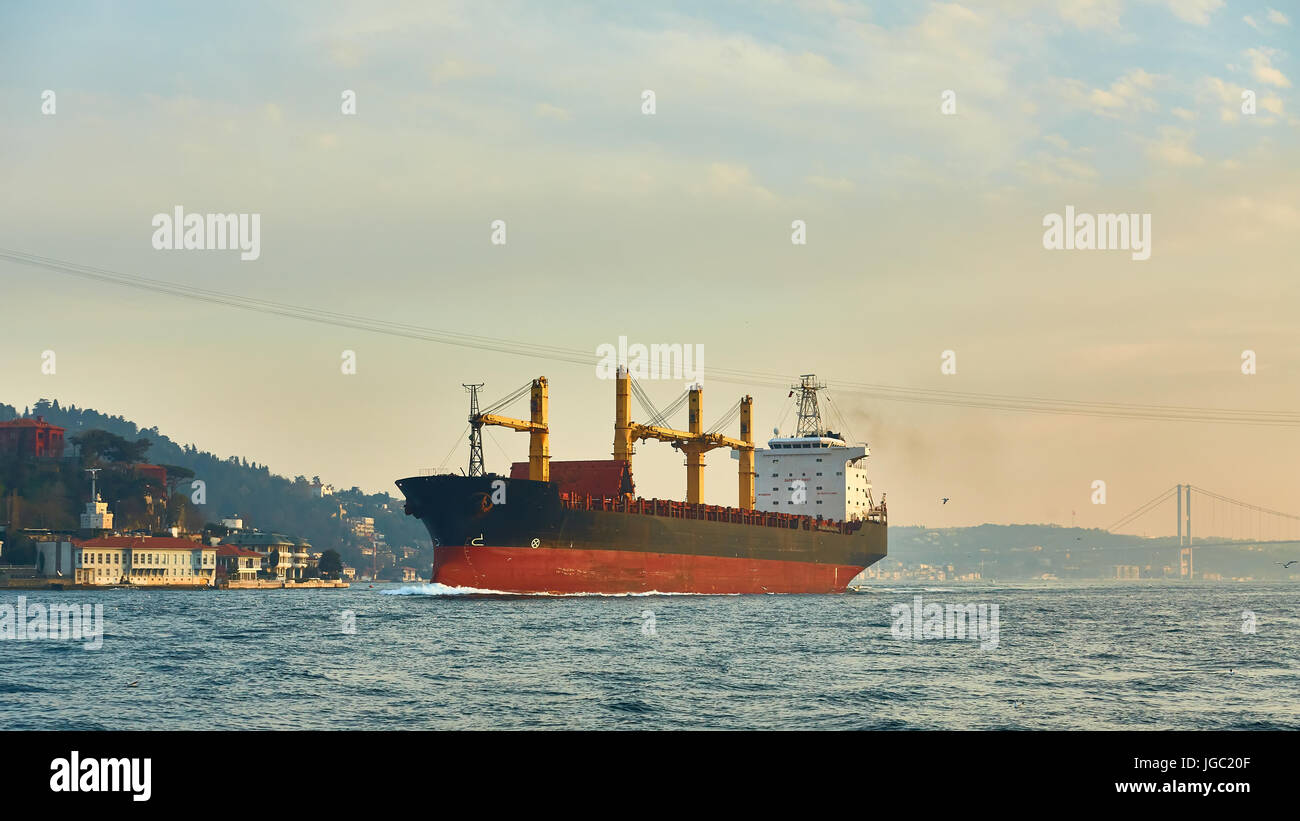 A cargo ship in the Bosphorus, Istanbul, Turkey Stock Photo - Alamy