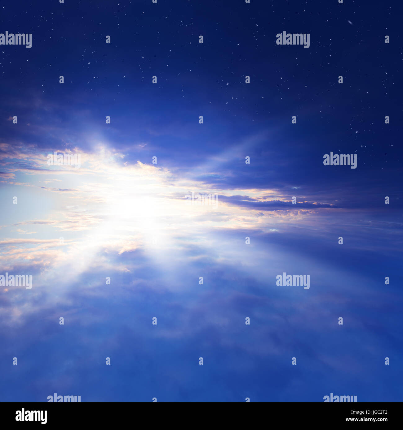 Sun rays at sunset Stock Photo - Alamy