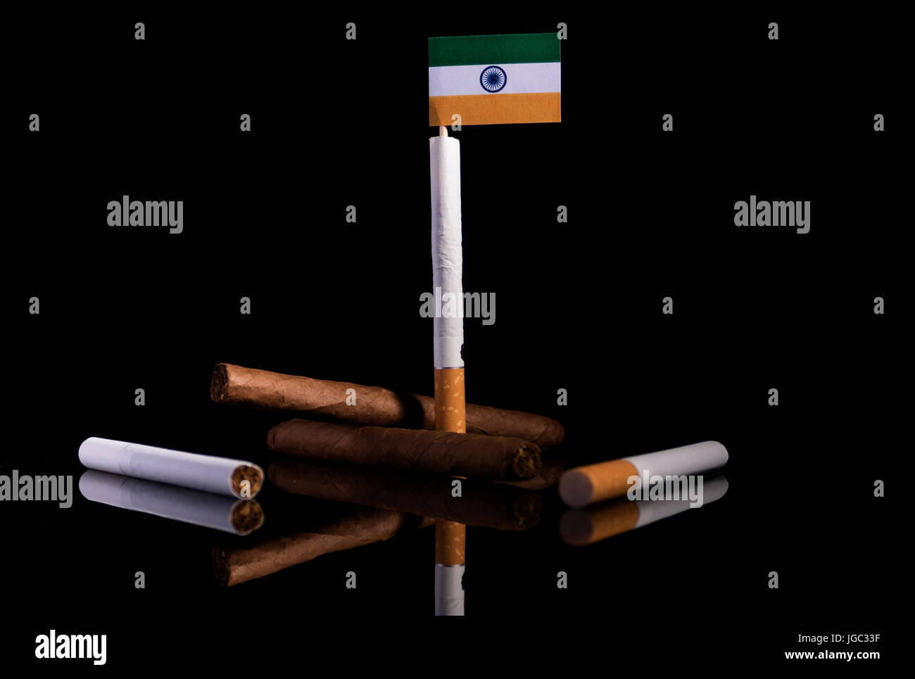 Indian flag with cigarettes and cigars. Tobacco Industry concept Stock ...