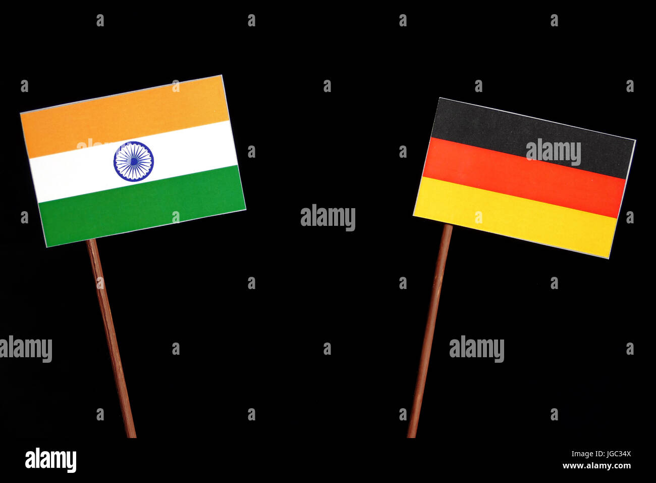 Indian flag with German flag isolated on black background Stock Photo ...