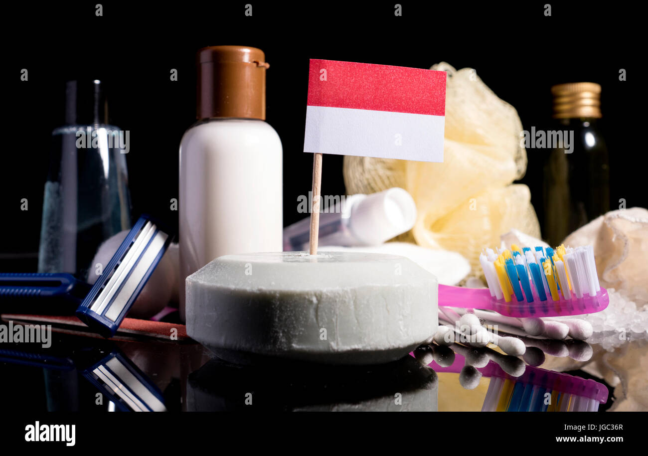 Indonesian flag in the soap with all the products for the people ...