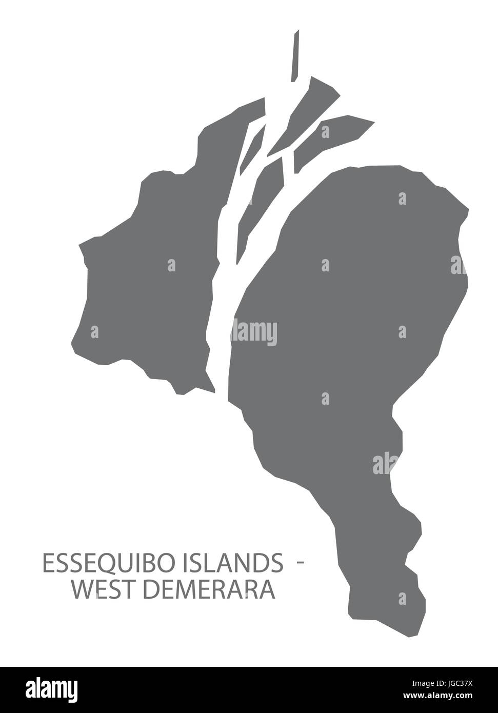Essequibo Islands - West Demerara Guyana map grey illustration ...