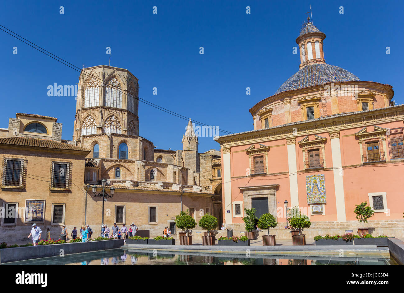 Colorful basilica and medieval cathedral in the historic center of ...