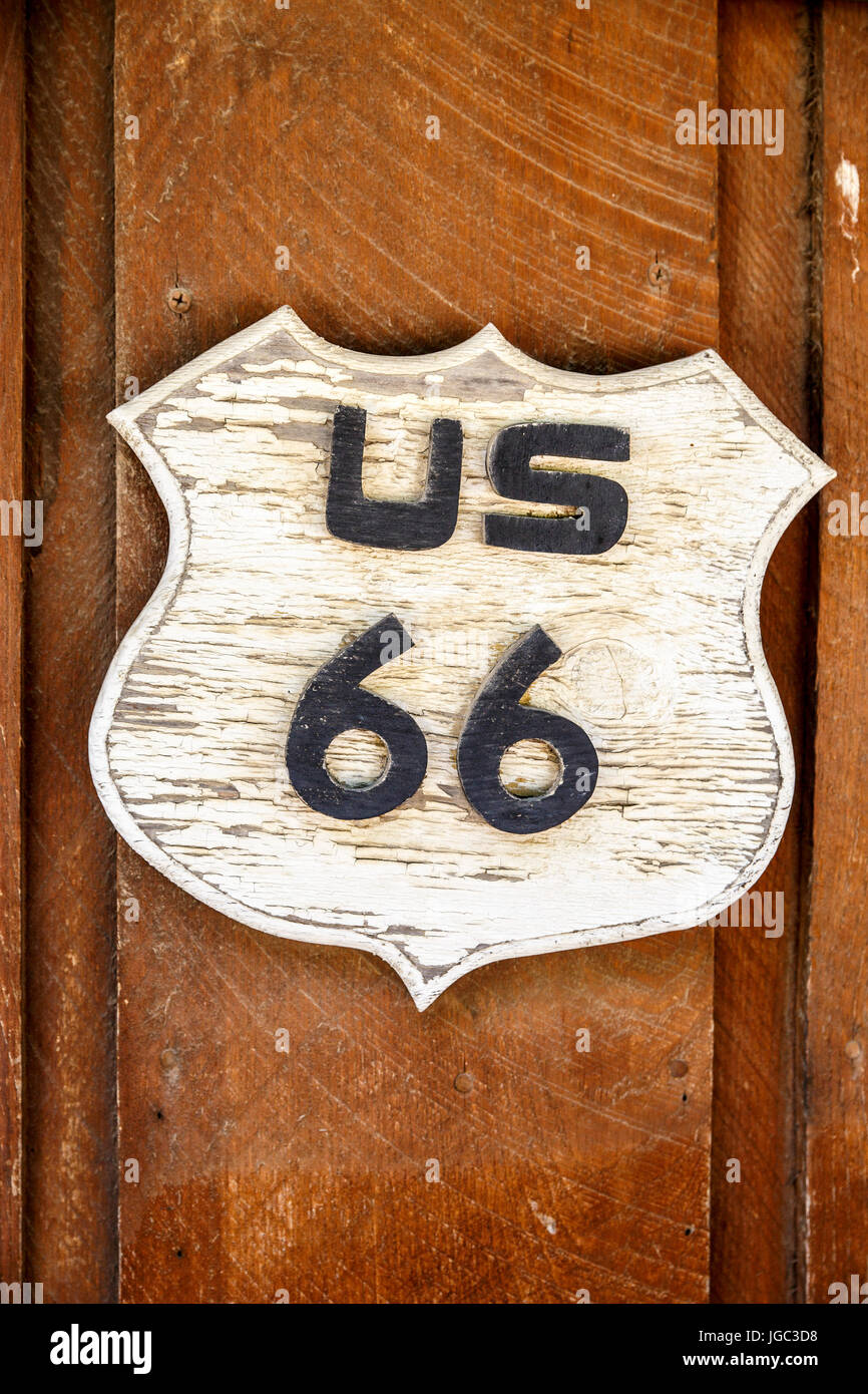 Wooden sign,Route 66, USA Stock Photo - Alamy