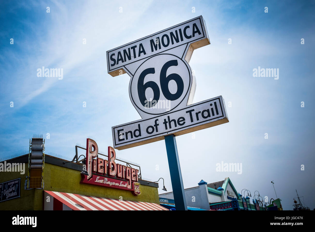 Sign Route 66, Santa Monica, Los Angeles, USA Stock Photo - Alamy
