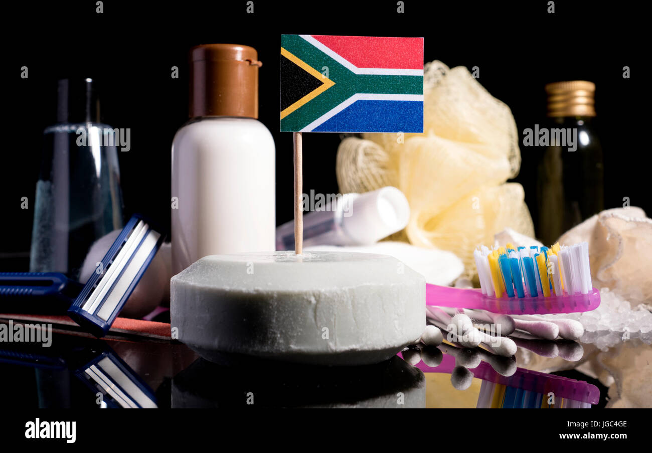 South African flag in the soap with all the products for the people ...