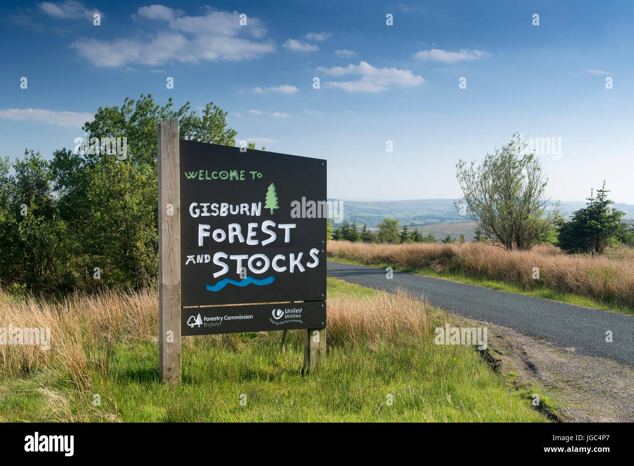 Sign welcoming visitors to Gisburn and Stocks Forest in the Forest of ...