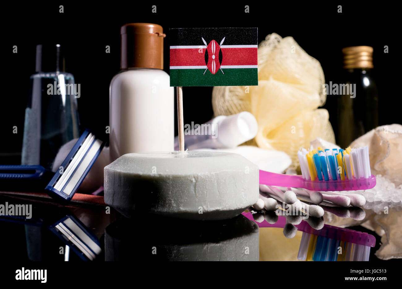 Kenyan flag in the soap with all the products for the people hygiene ...