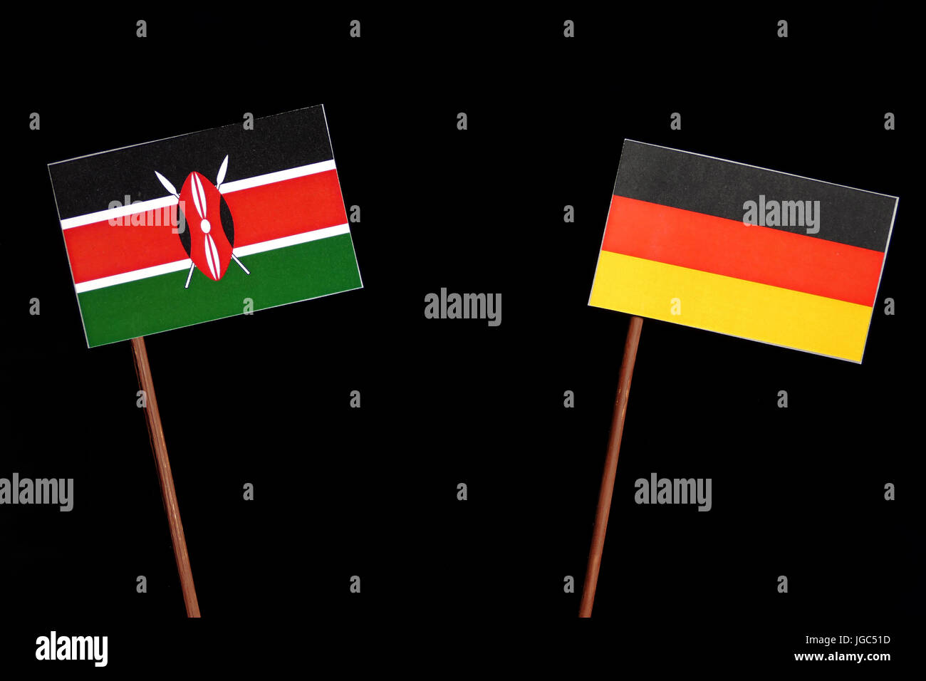 Kenyan flag with German flag isolated on black background Stock Photo ...