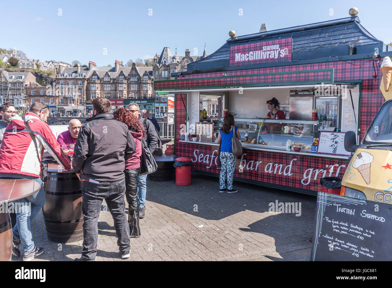 Food outlets on the quayside at Oban,Scotland,UK Stock Photo - Alamy