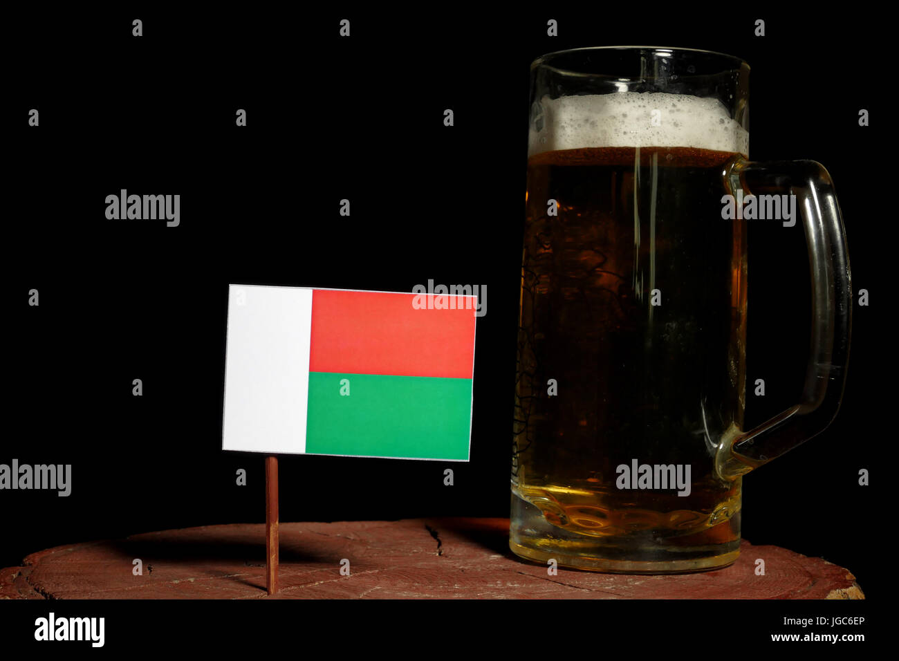 Madagascar flag with beer mug isolated on black background Stock Photo ...