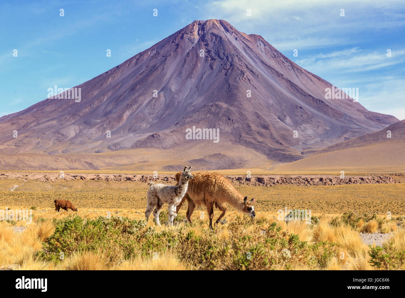 Licancabur volcano, border Bolivia and Chile, Atacama desert, South ...