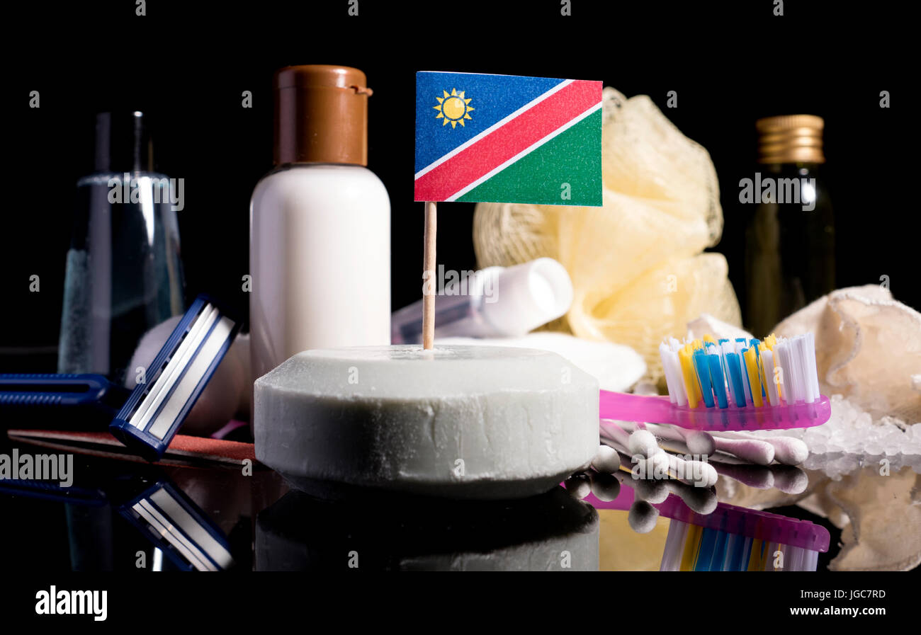 Namibian flag in the soap with all the products for the people hygiene ...