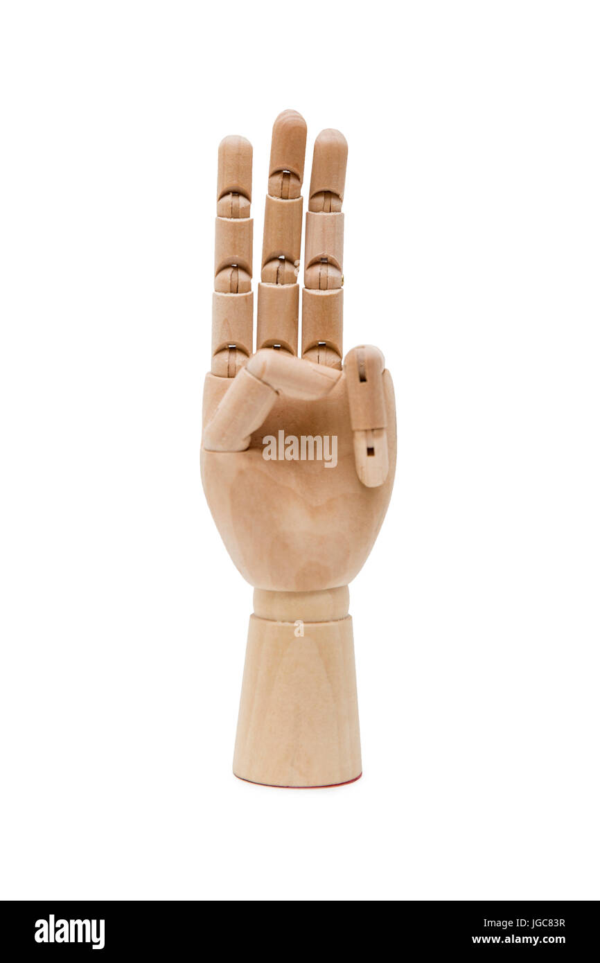 Wooden hand isolated on the white background Stock Photo - Alamy