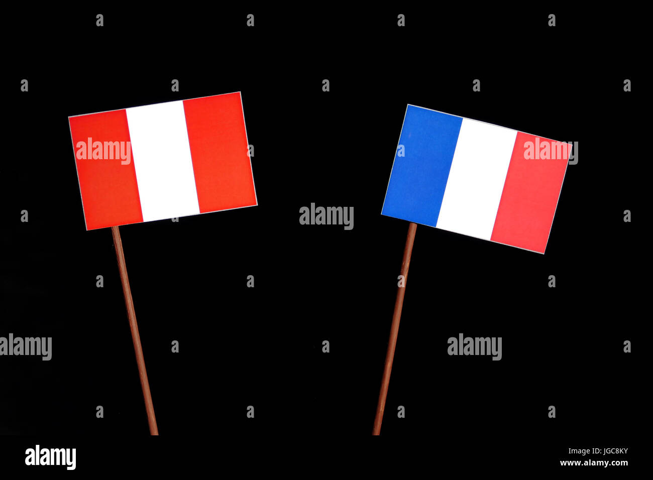 Peruvian flag with French flag isolated on black background Stock Photo ...