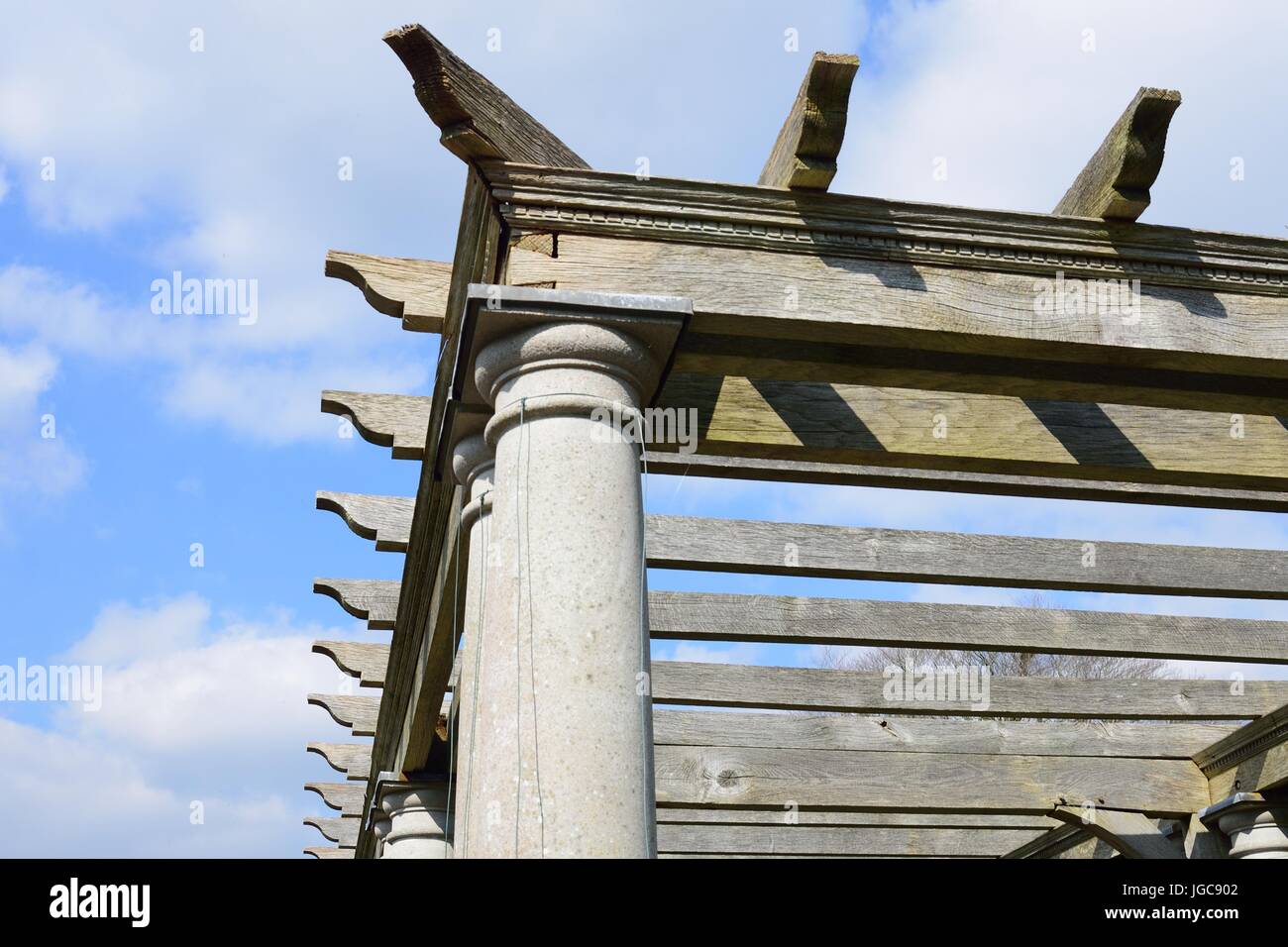 Wooden corner of large pagoda with sky background Stock Photo - Alamy