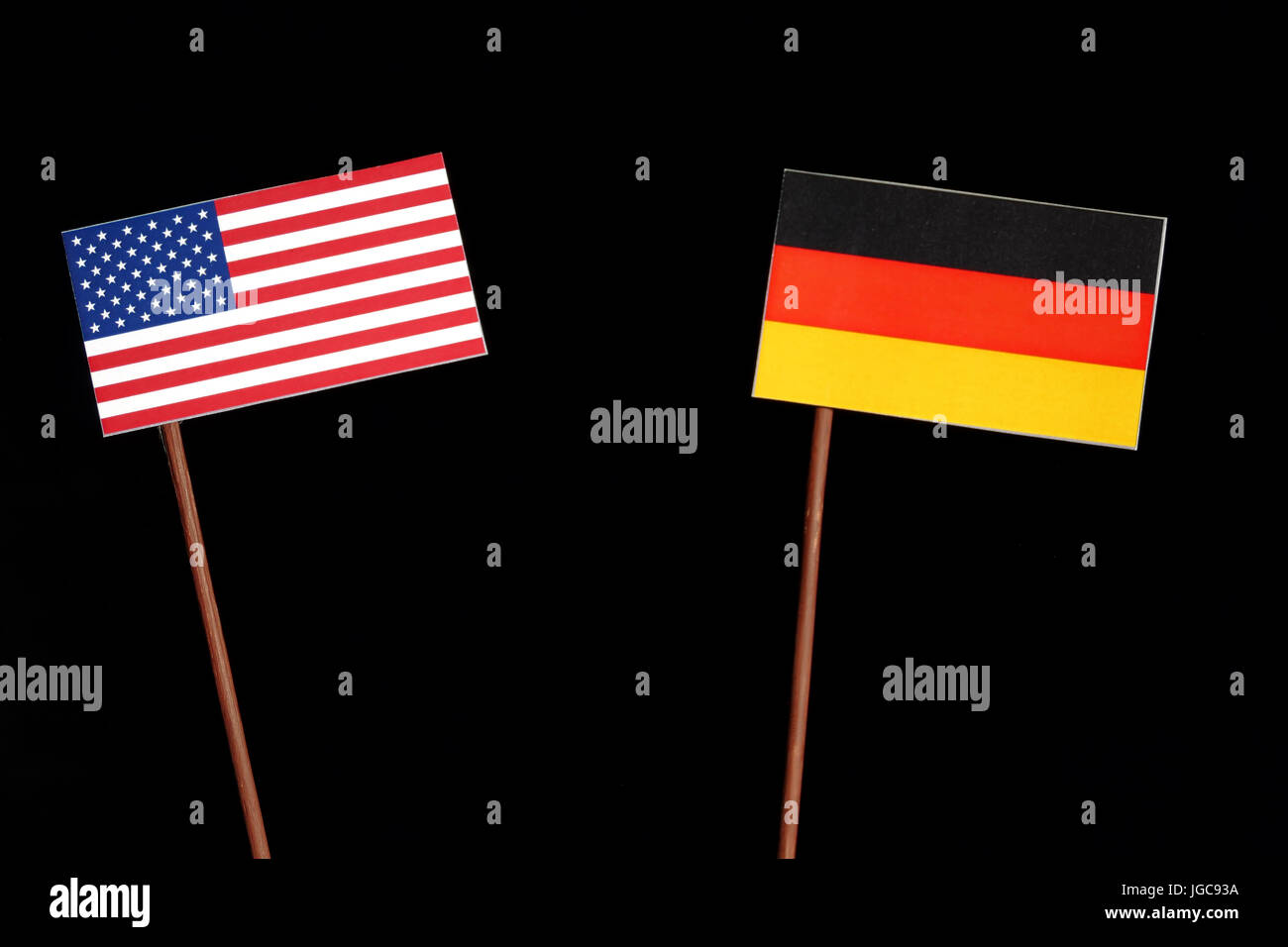 USA flag with German flag isolated on black background Stock Photo - Alamy