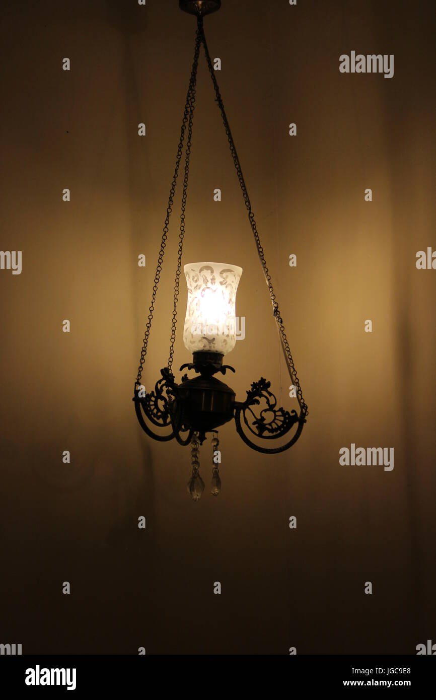 Illuminated Lamp shade hanging in a hotel room in Agra Stock Photo - Alamy