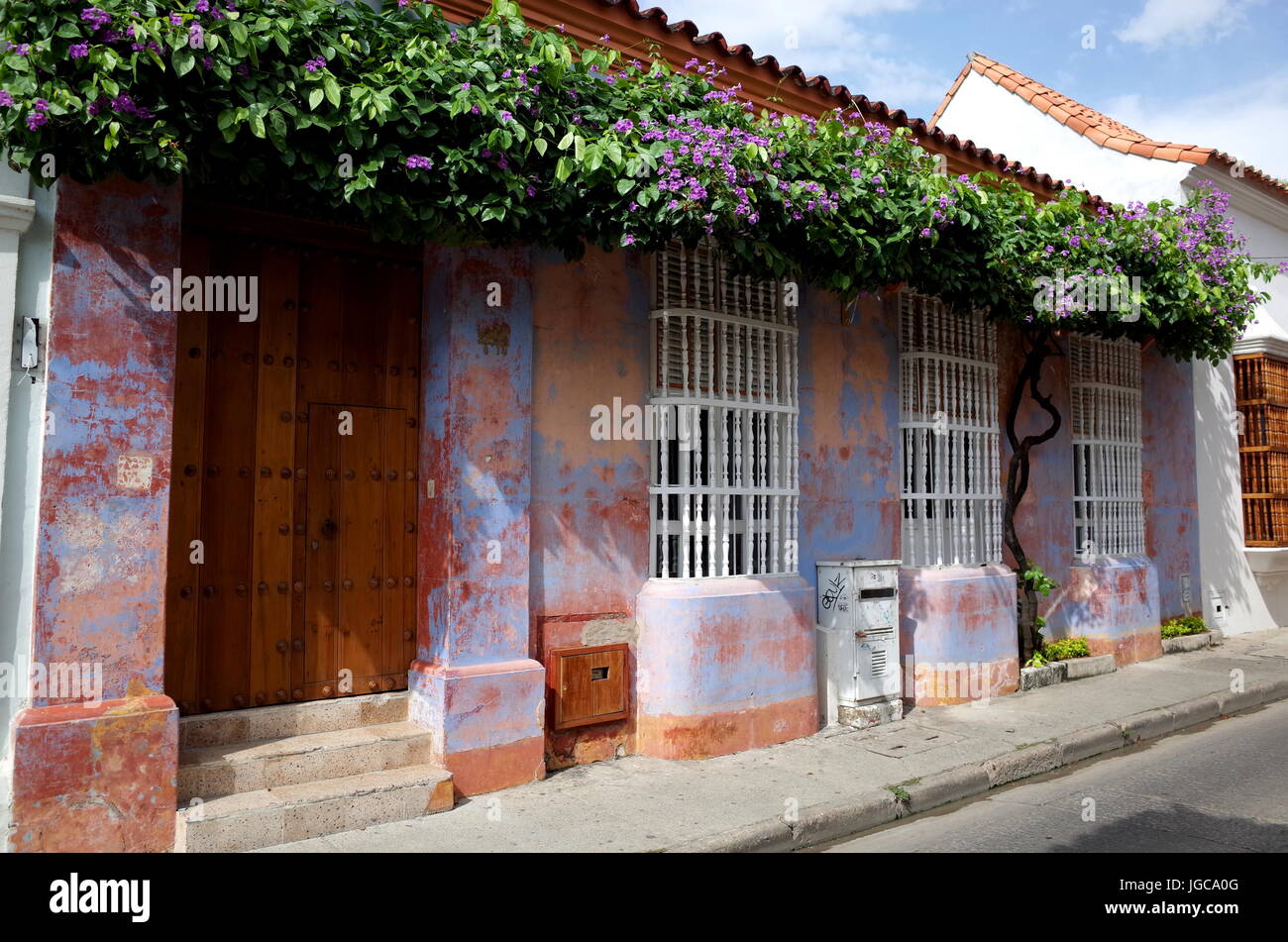 A pretty street in Cartagena, Colombia Stock Photo - Alamy