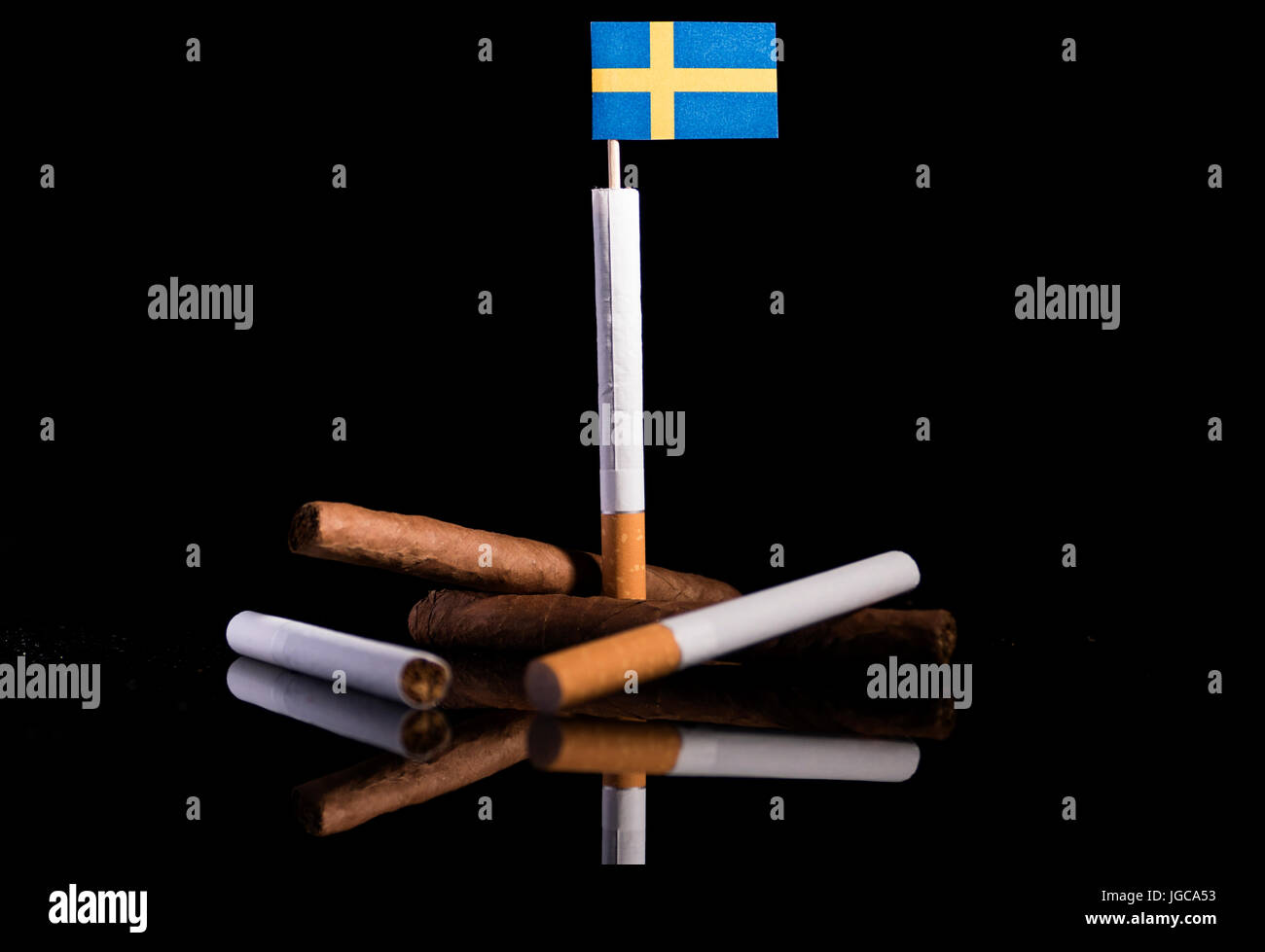 Swedish flag with cigarettes and cigars. Tobacco Industry concept Stock ...