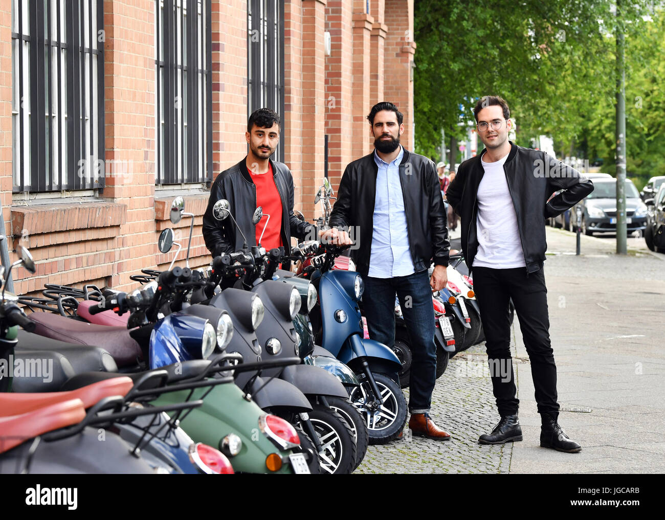 The founders of motor start-up Unu Elias Atahi (L-R Co-founder, Brand ...