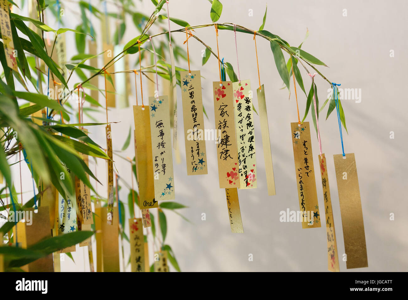 Ginza Tanaka jewelry shop displays a bamboo tree decorated with gold ...