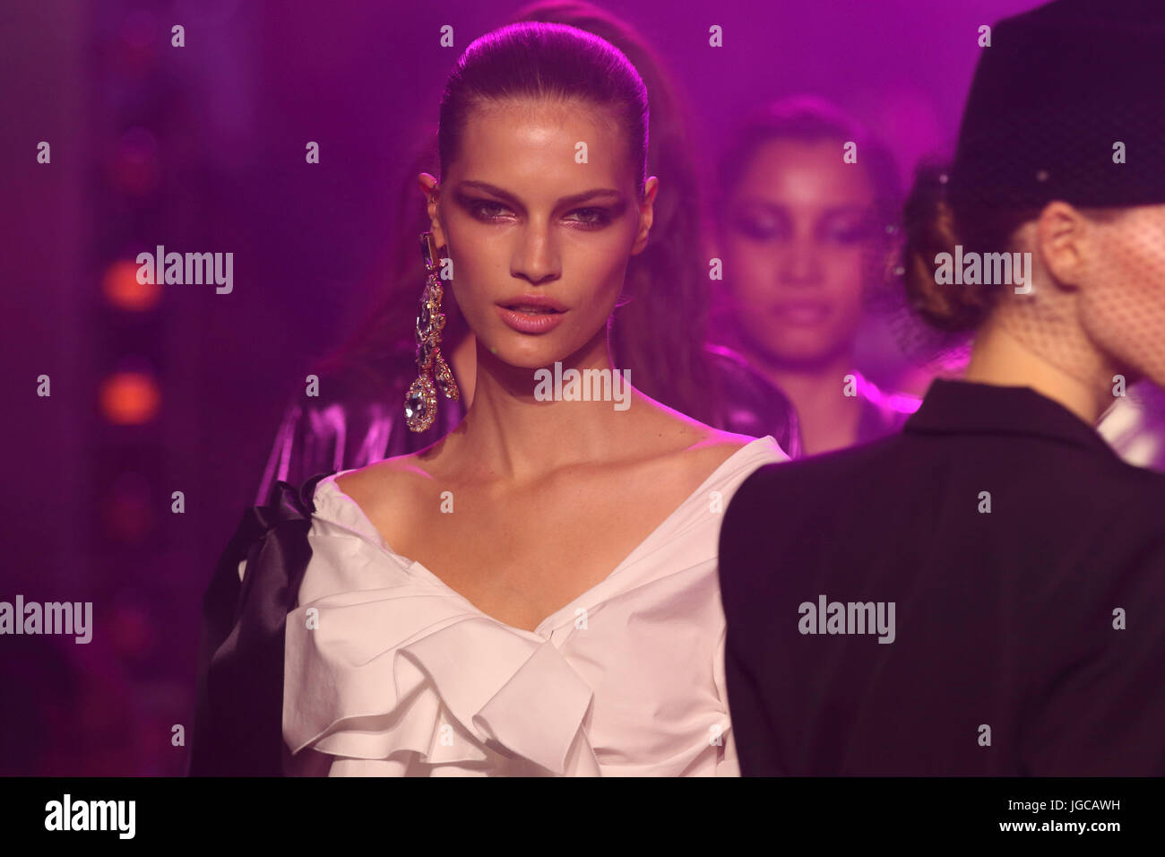 Paris, France. 04th July, 2017. A model wears a creation by French ...