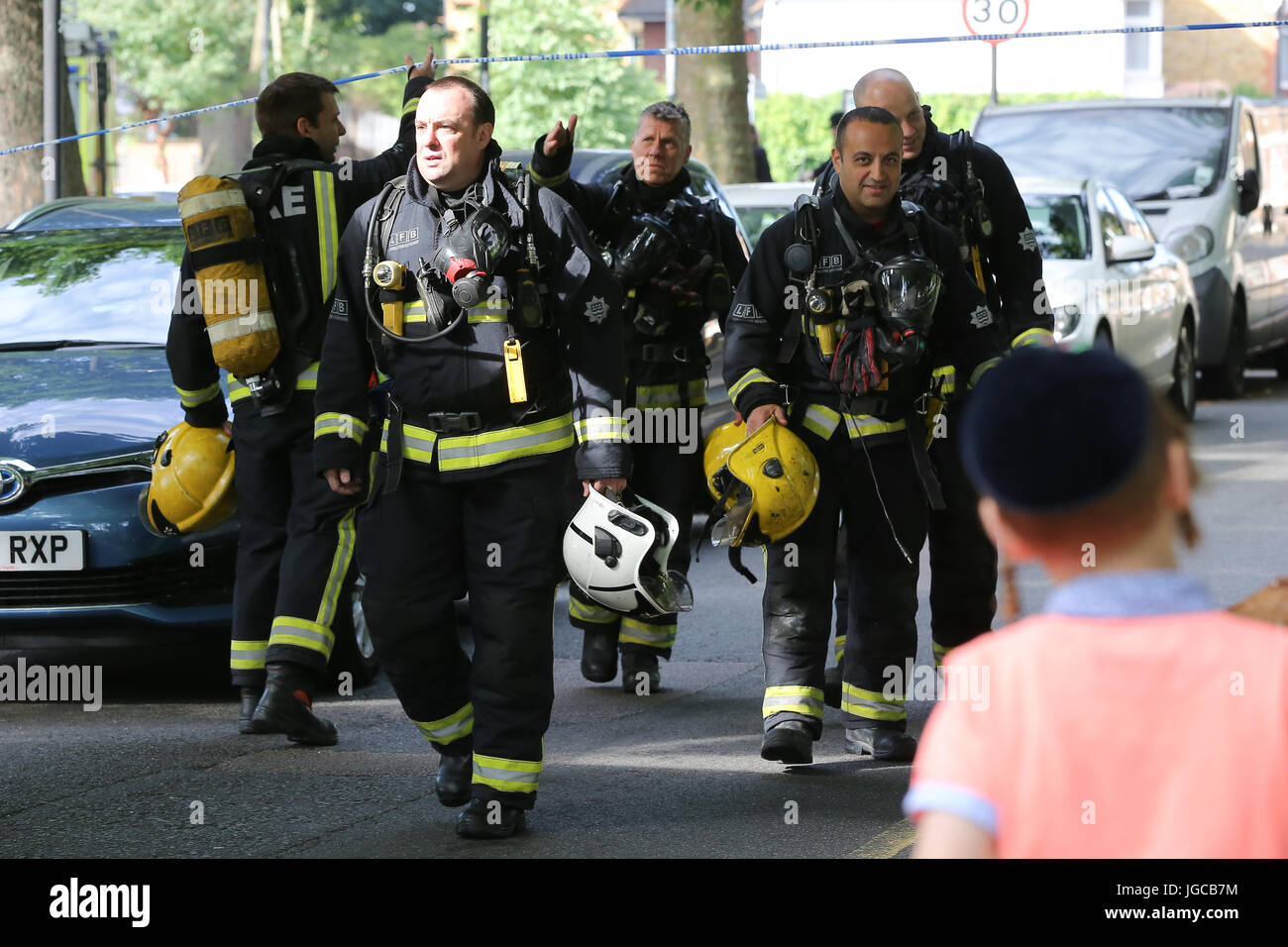 Hackney. London. 5 July 2017 - Aftermath of a blaze at Jewish faith ...