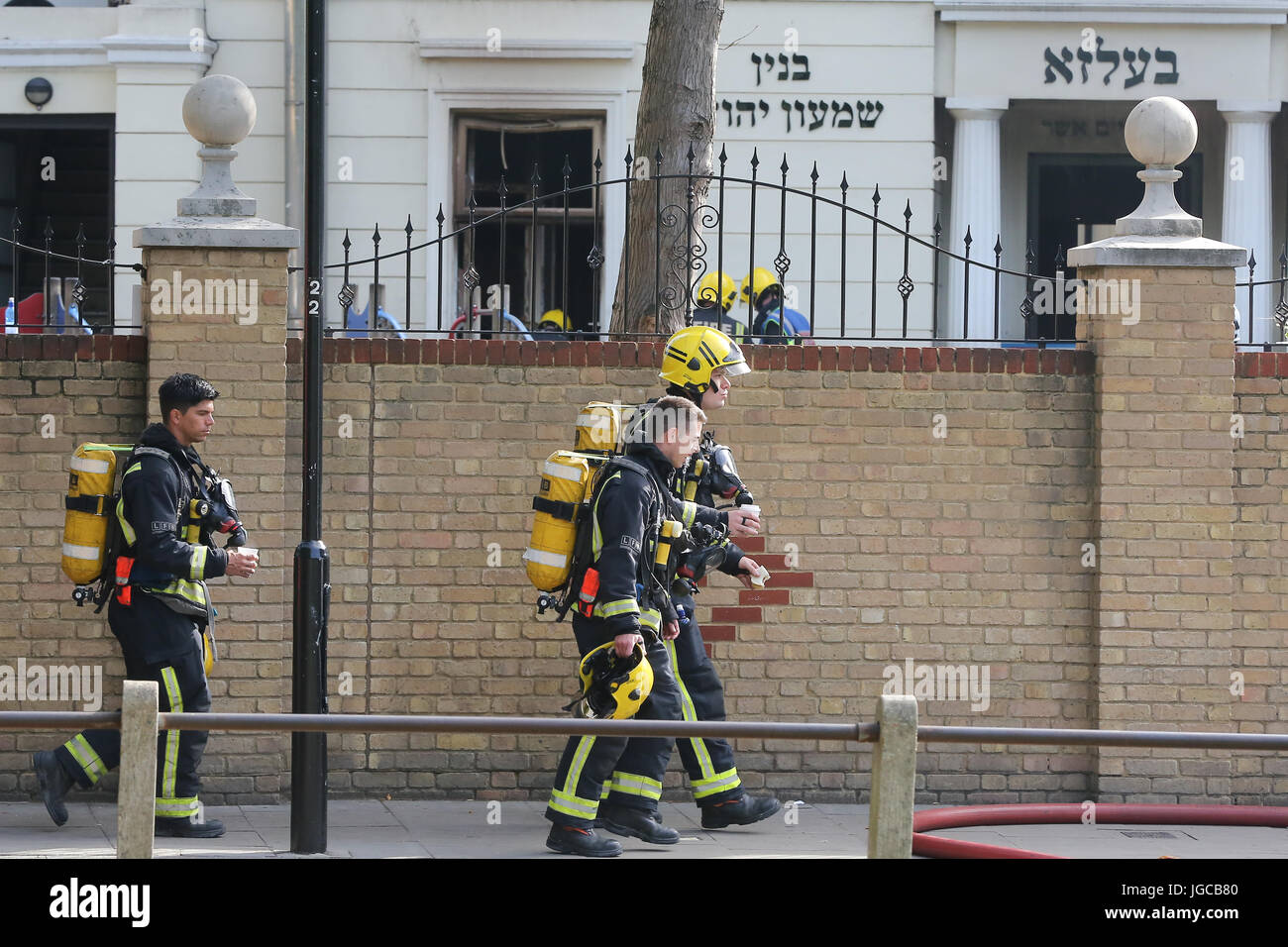 Hackney. London. 5 July 2017 - Aftermath of a blaze at Jewish faith ...